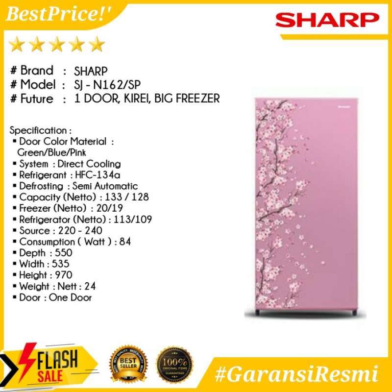 Jual KULKAS 1 PINTU SHARP SJ-N162 SJ N162 KIREI BIG FREEZER NEW MODEL ...