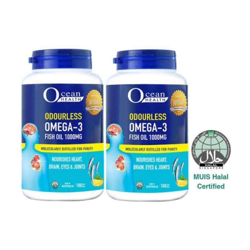 Promo Ocean Health Odourless Omega 3 1000mg Twin Pack, 2x180 softgels ...