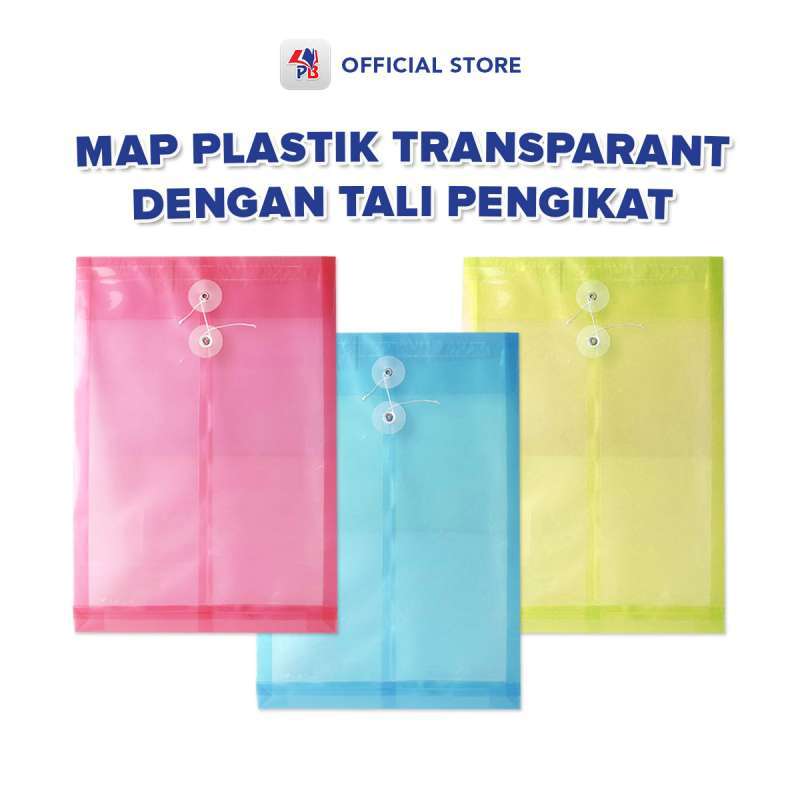 Jual Map Plastik / Map File Tali F4 Warna Map Tali Kancing Bening File ...