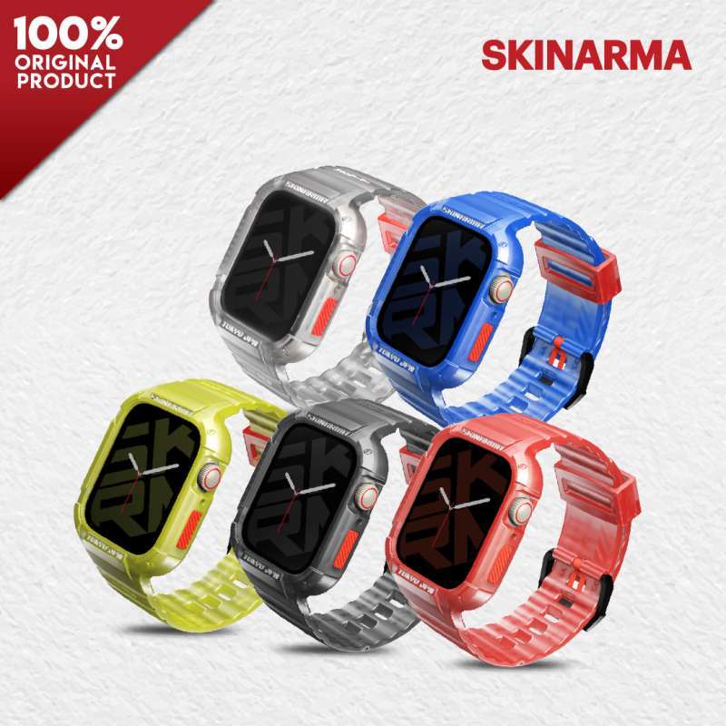 Jual Case And Strap Set Apple Watch 45-44mm Skinarma Saido Series - Red ...