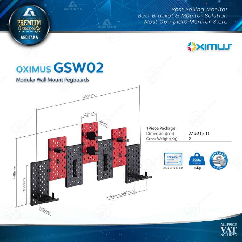 Jual Rak Papan Dinding Gantung Modular Pegboard Wallmount Diy Oximus ...