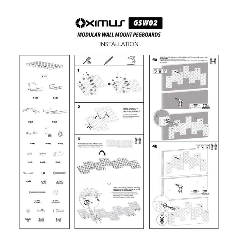 Jual Rak Papan Dinding Gantung Modular Pegboard Wallmount Diy Oximus ...