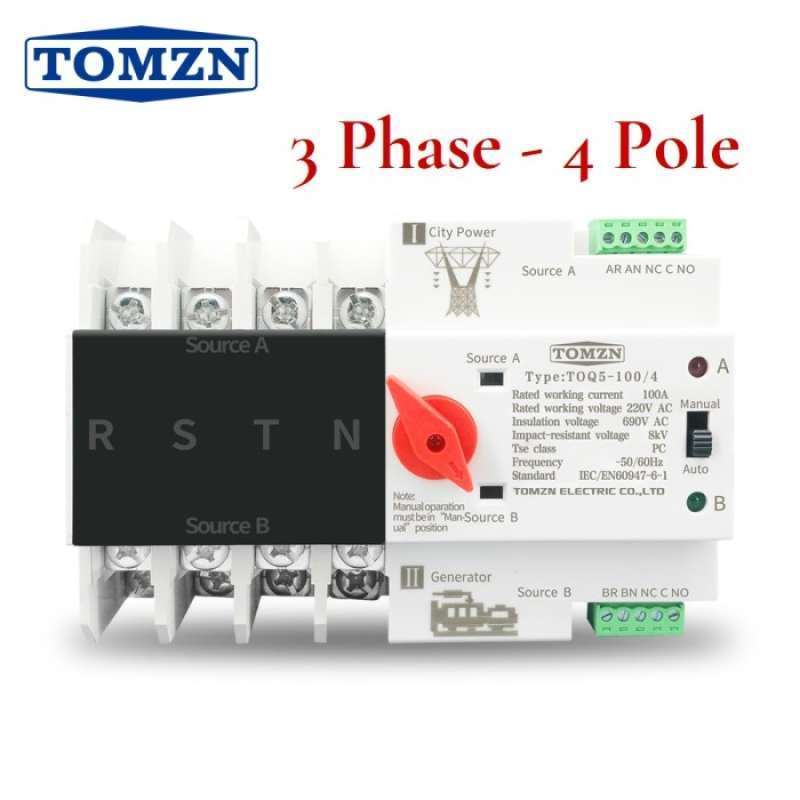 Promo ATS 3P Phase 100A Automatic Transfer Switch 4P Pole TOMZN 3Phase ...
