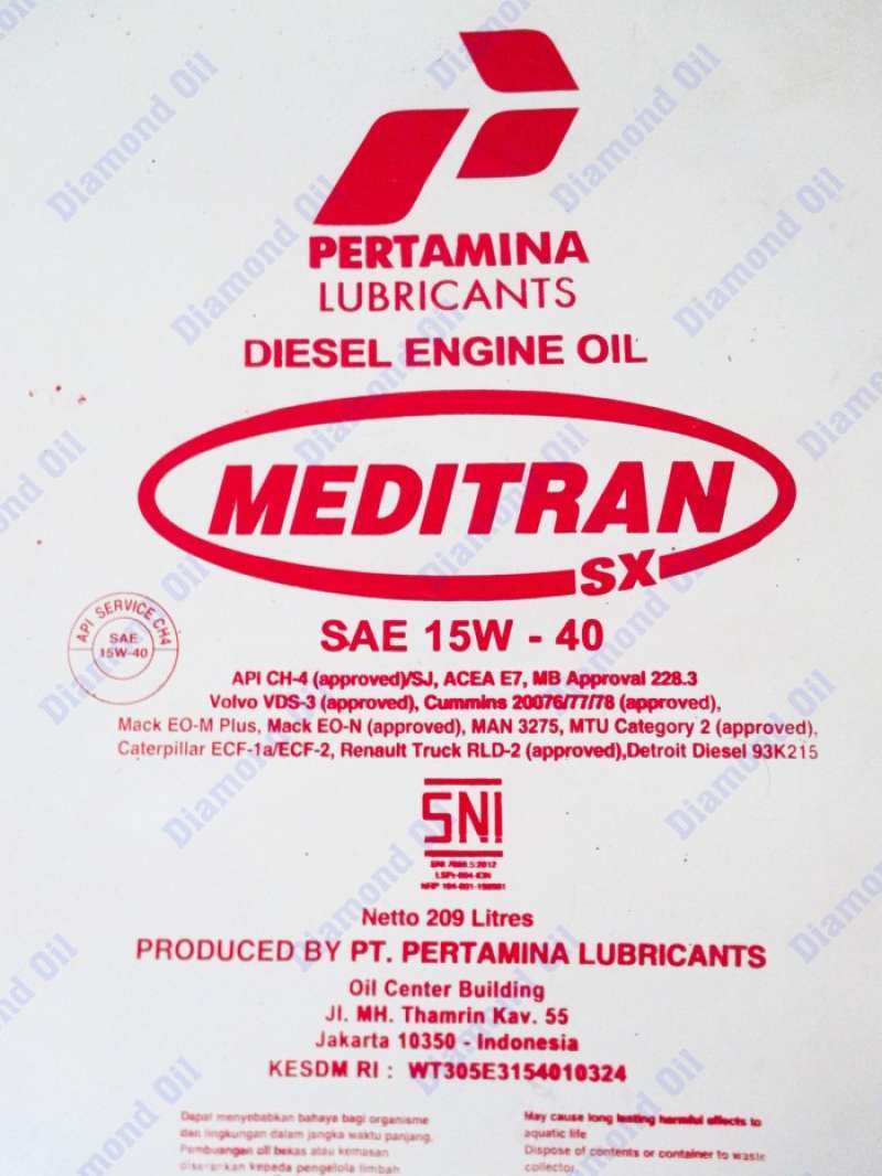 Promo Oli Pelumas Mesin Pertamina Meditran SX SAE 15W-40 Drum ...