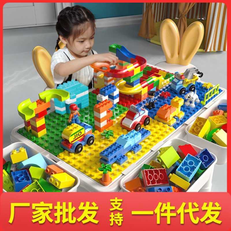 Promo mainan toy blocks table / meja belajar & main bricks edukasi anak ...