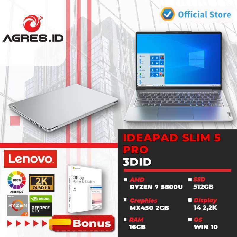 Jual LENOVO IDEAPAD SLIM 5 PRO 14ACN6 3DID - RYZEN 7 5800U 16GB 512SSD MX450 2GB OHS 14.0 2.2K ...
