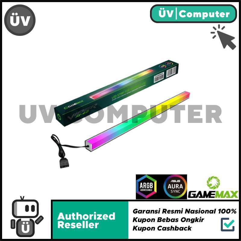 Jual LED Strip Gamemax Viper AR40 ARGB 40cm Double sided magnetic rainbow di Seller UV Computer ...