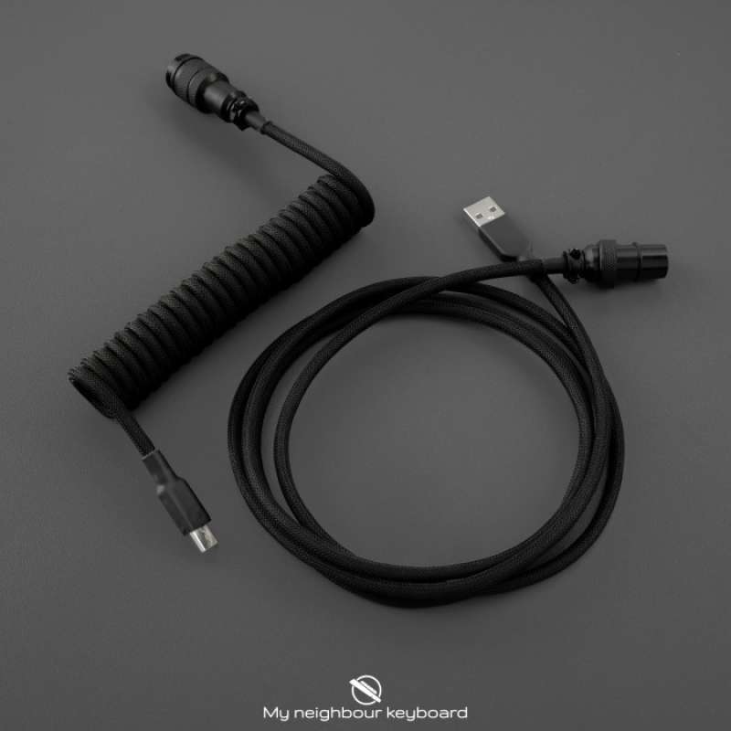 Promo Coiled Cable Mechanical Keyboard Type C with Aviator - Black ...