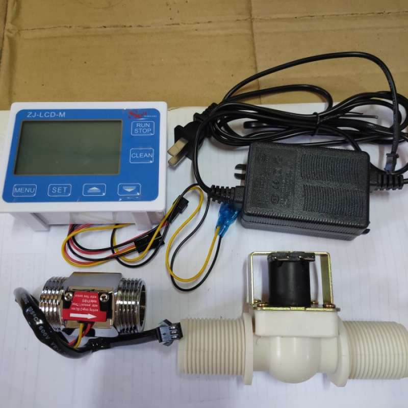 Jual Digital Flow.Meter Control+Water Sensor+Solenold Valve+Power ...