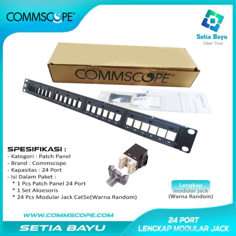 Jual Patch Panel 24 Port Lengkap Modular Jack Cat 5E Amp Commscope di ...