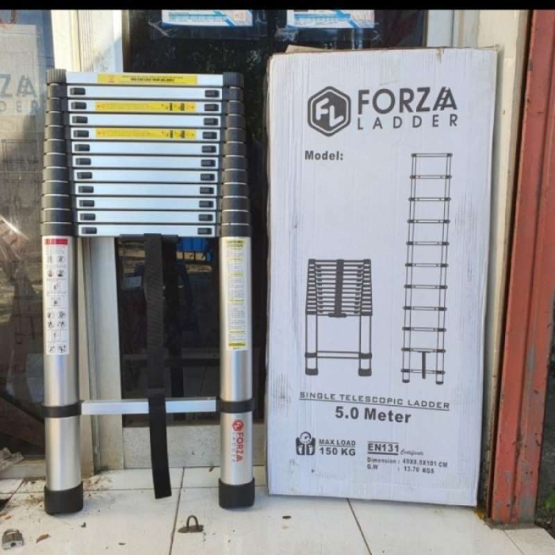 Promo Tangga Lipat Alumunium Teleskopik 5m Merk Forza (fs 5) Tangga 5 ...