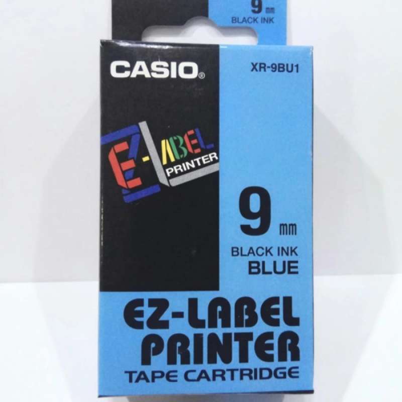 Promo Casio Ez - Label Printer Tape 9mm Black Ink Blue XR-9BU1 Diskon ...