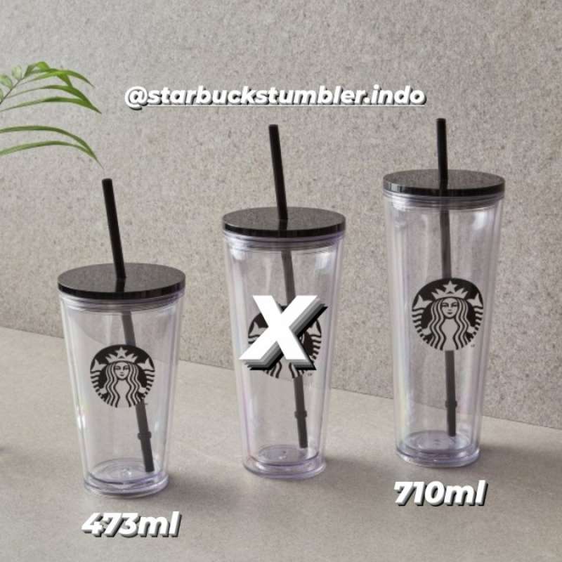 Jual Starbucks Tumbler Transparent Black Cold Cup Botol Bening Hitam ...
