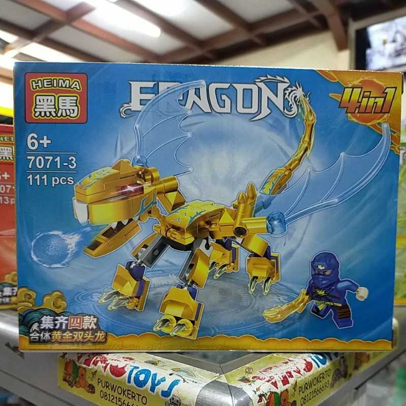 Jual mainan balok brick ninja naga 4in1 bisa digabung jadi naga besar ...