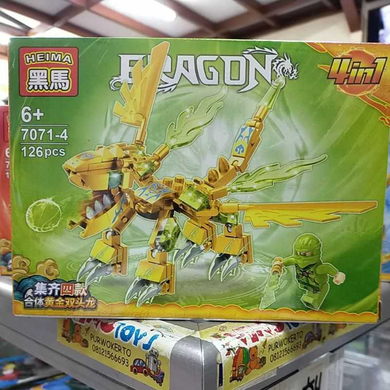 Jual mainan balok brick ninja naga 4in1 bisa digabung jadi naga besar ...