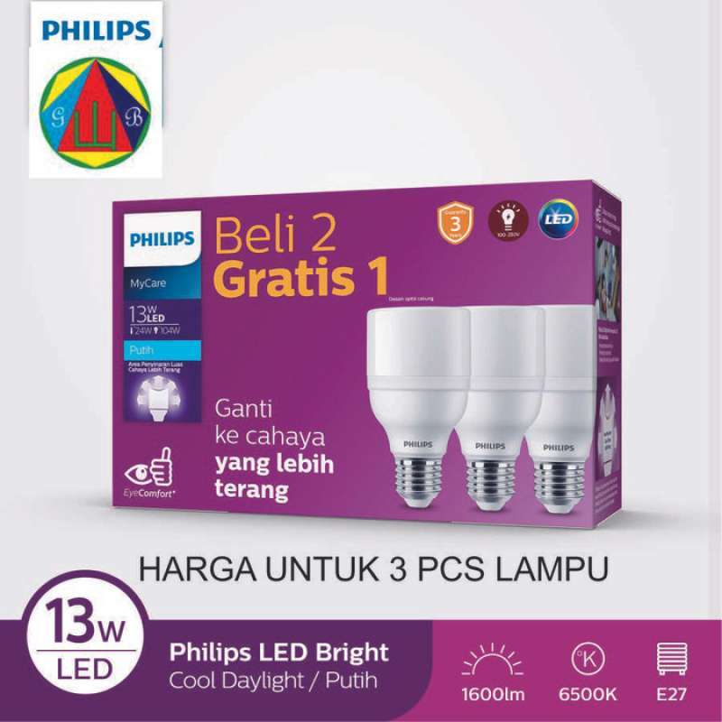 Promo Lampu Philips Multipack MyCare LED Bright 13 Watt Putih Diskon 23% di Seller Cuanz Store ...