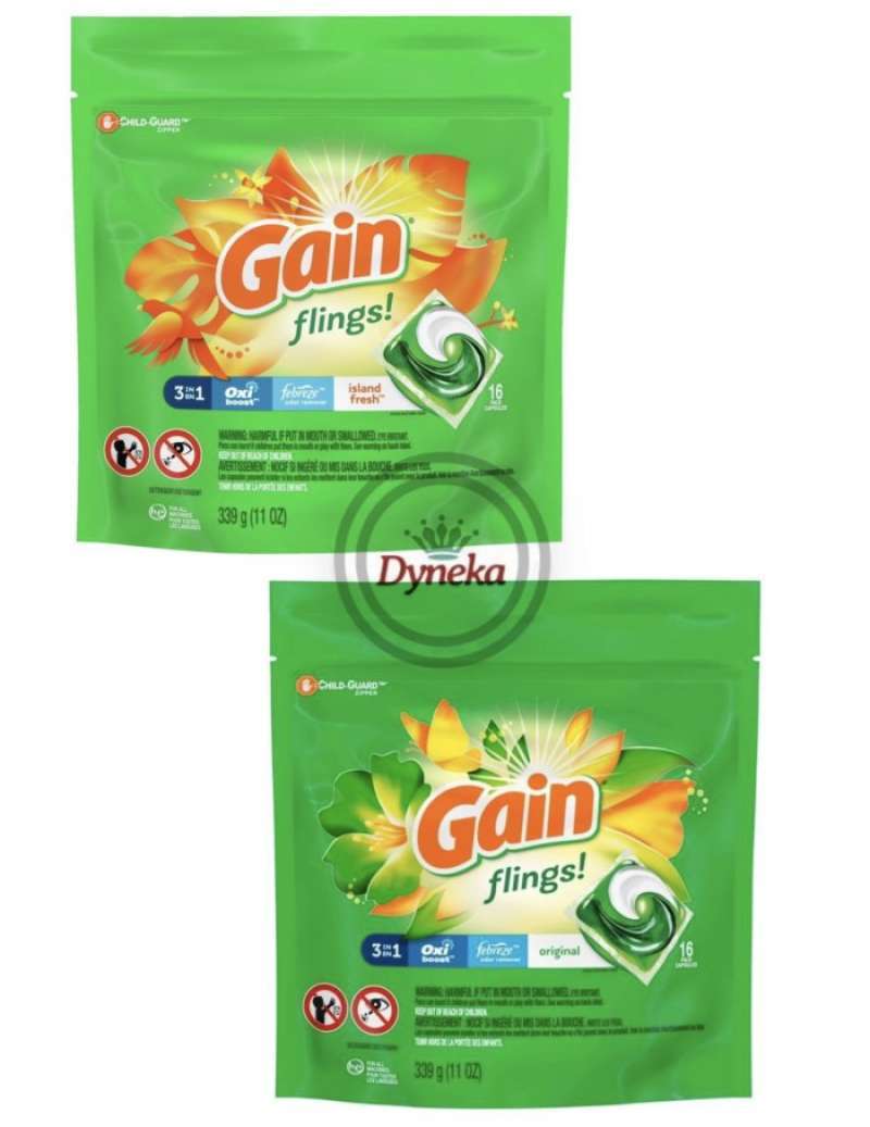 Promo Gain Flings! 3 In 1 Laundry Detergent Original /Island Fresh 16 ...