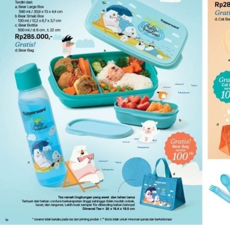 Jual Tupperware Foodie Lunch Set Bear Tempat Makan Botol Tas Di Seller ...