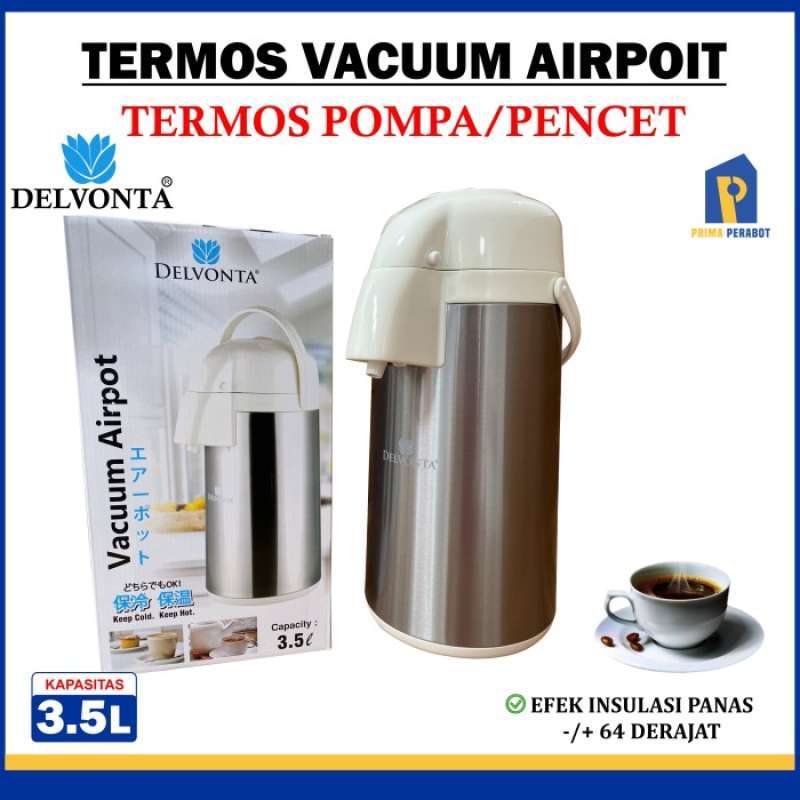 Promo Delvonta Termos Vacum Air Pot |Termos Pompa/Pencet Kapasitas Besar Diskon 33% di Seller ...