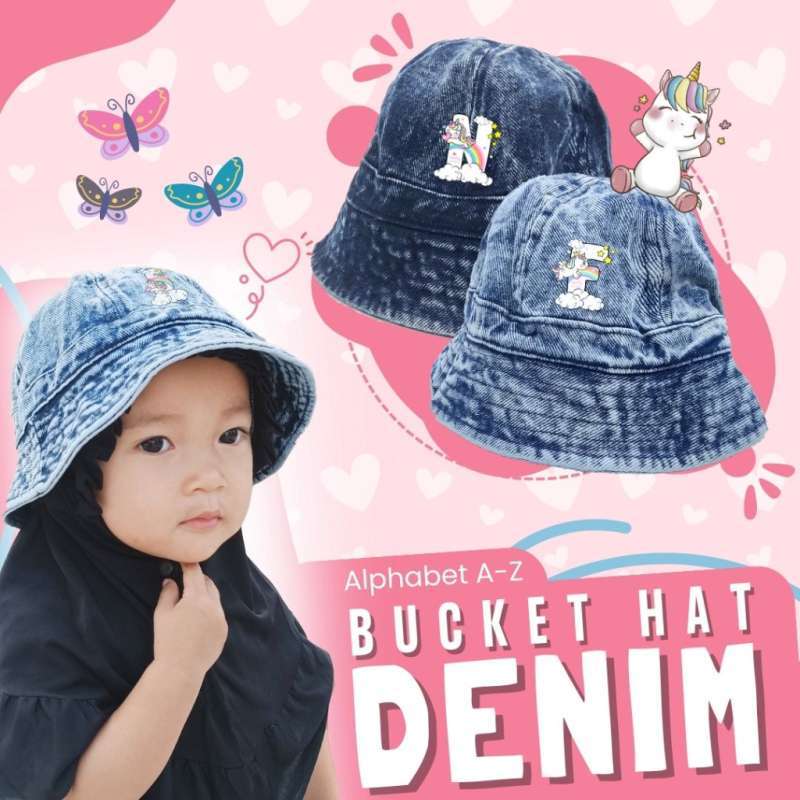 Jual Topi Bucket Anak Lucu Jeans / Denim - Alfabet/Alphabet/Huruf - O ...
