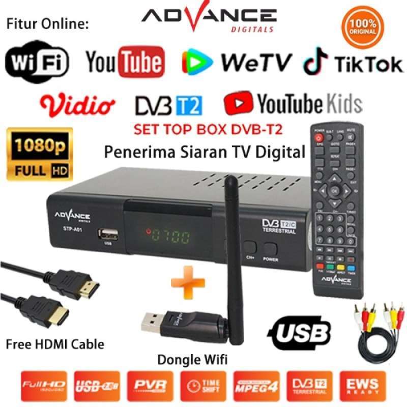 Promo Paket Advance STB Set Top Box TV Digital Receiver DONGLE DAN HDMI ...