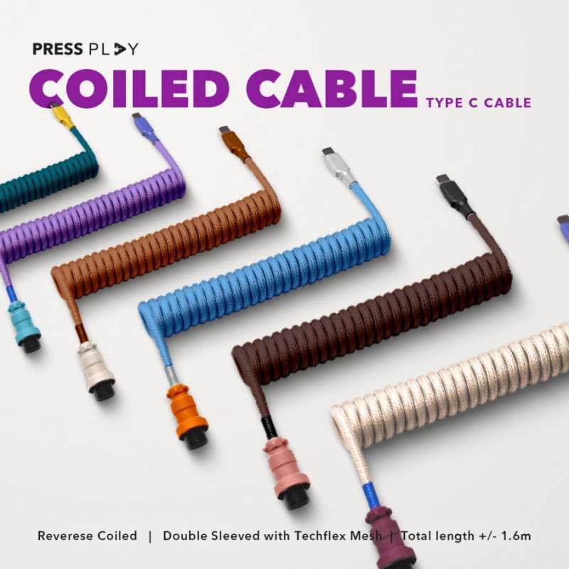 Jual Type C Coiled Cable Mechanical Keyboard Aviator by Press Play ...