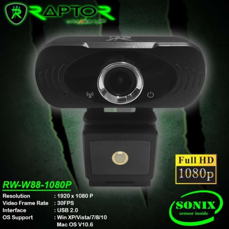 Promo Webcam Full HD 1080P SONIX Chipset RAPTOR RW-W88 Microphone PC ...