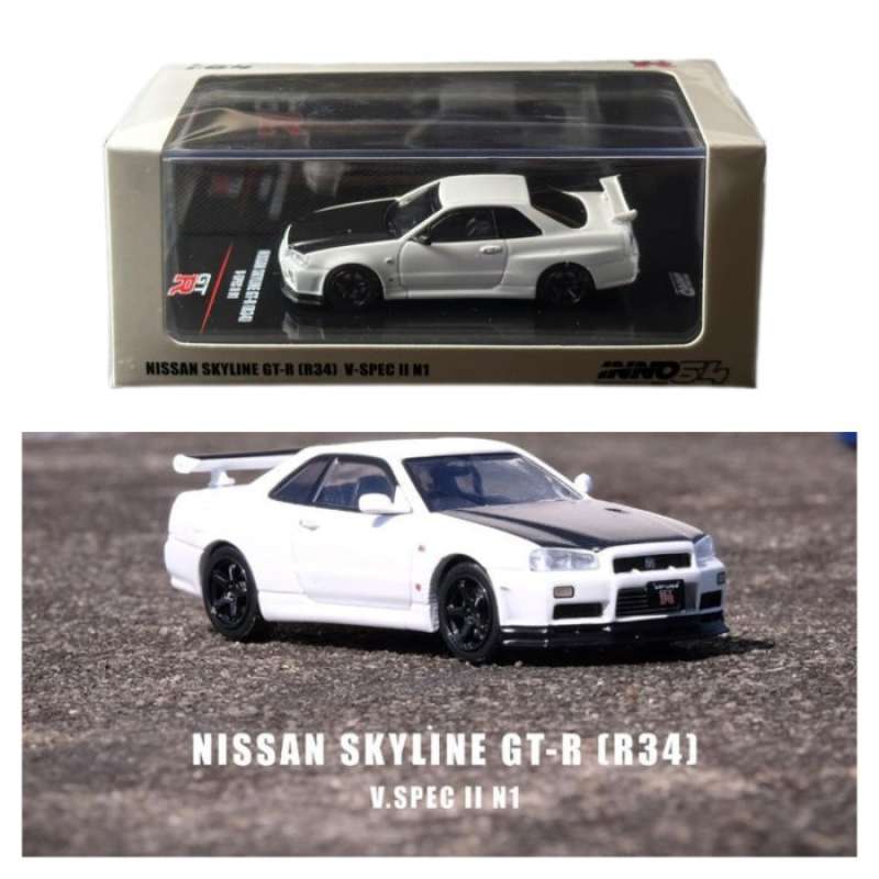 Promo Inno64 Nissan Skyline Gt-R R34 V-Spec Ii N1 White With Carbon ...