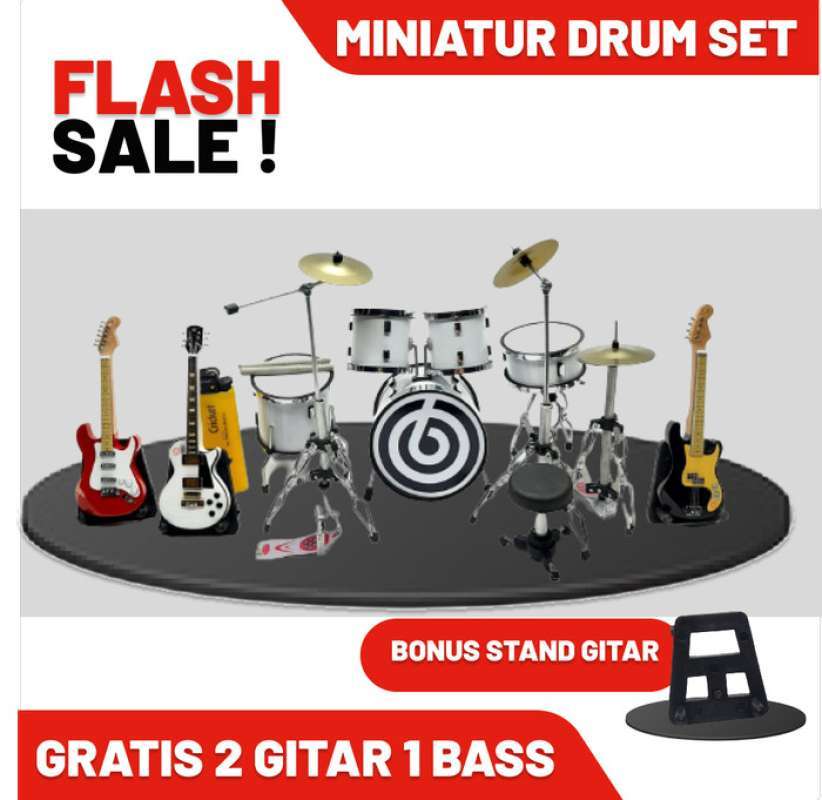 Promo Miniatur set day 6 putih plus gitar mini pajangan rak Diskon 28% ...