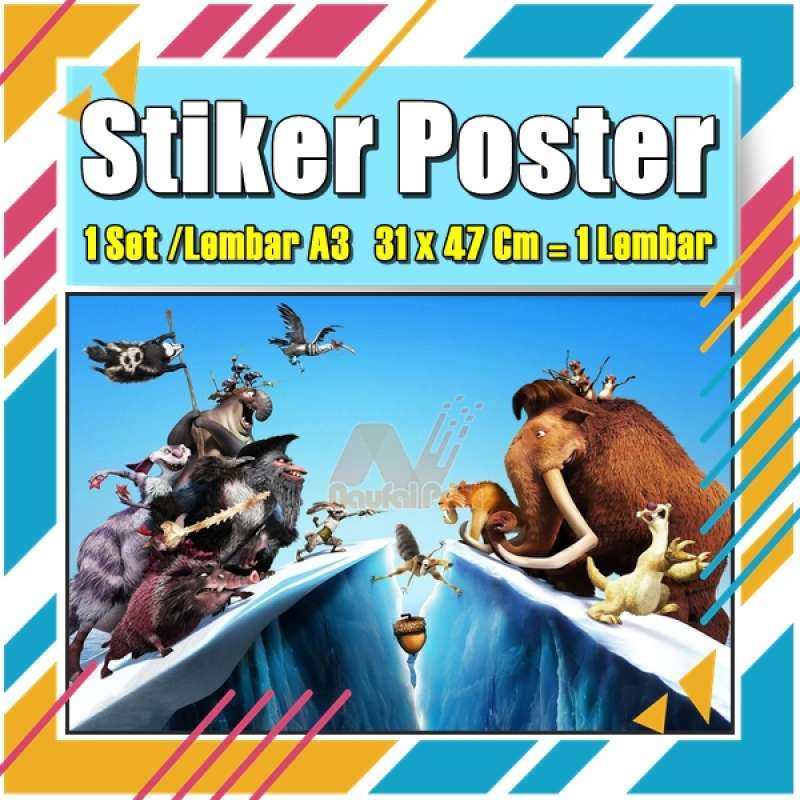 Jual Poster Stiker Ice Age A3+ Animasi Kartun Acara Tv Kertas Sticker ...