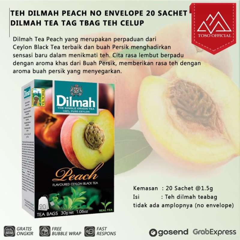 Promo Teh Dilmah Peach No Envelope 20 Sachet Dilmah Tea Tag Tbag Teh ...