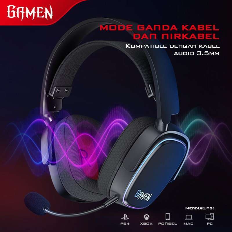 Jual Gamen Shadow Headset Gaming Wireless 45ms Low Latency Bluetooth ...