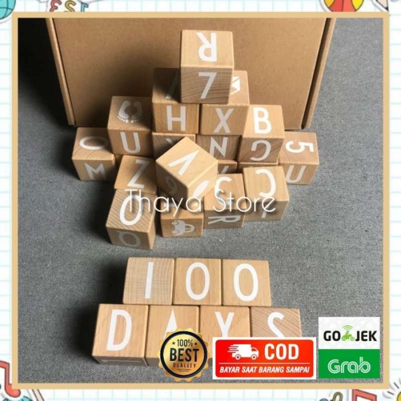 Promo Mainan Edukasi Anak - Balok Kayu Huruf Angka - Alphabet Number ...