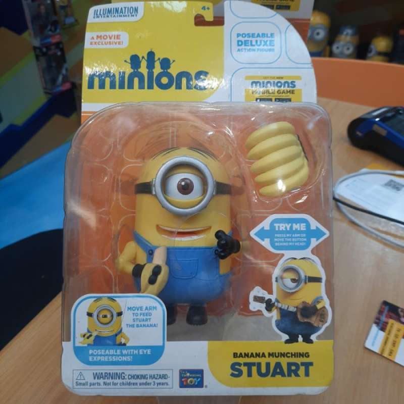 Promo Minions Stuart Banana Munching Figure Thinkway Toys Diskon 23% Di ...