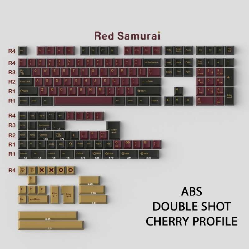 Promo Keycaps Abs Red Samurai Cherry Profile Double Shot Mechanical ...