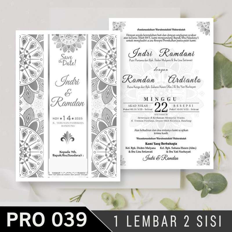 Jual ( 50 Pcs ) 50 Desain Undangan Pernikahan 1 Lembar 2 Sisi ...