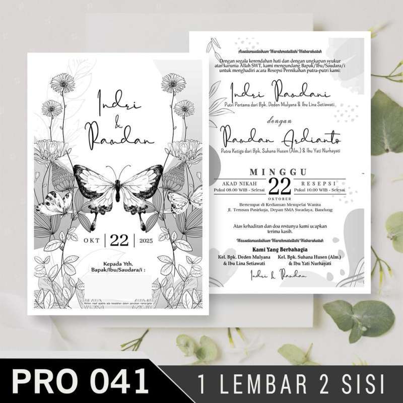 Jual ( 50 Pcs ) 50 Desain Undangan Pernikahan 1 Lembar 2 Sisi ...