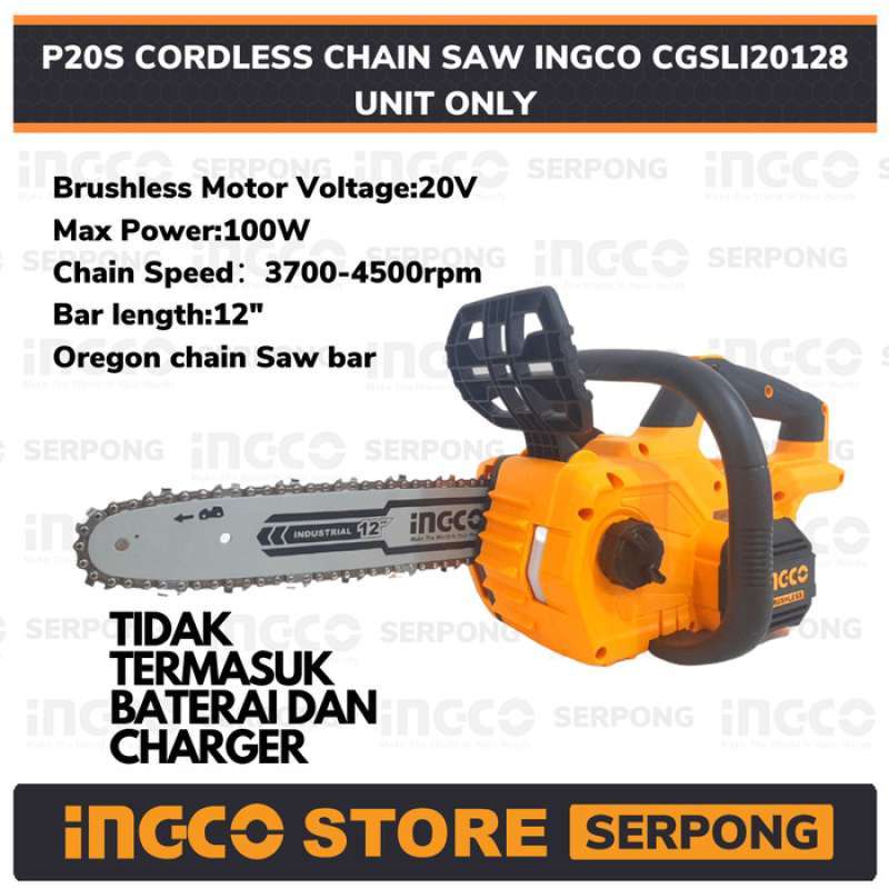 Promo Mesin Gergaji Potong Pohon Chainsaw Cordless 20v Ingco Cgsli20128 ...