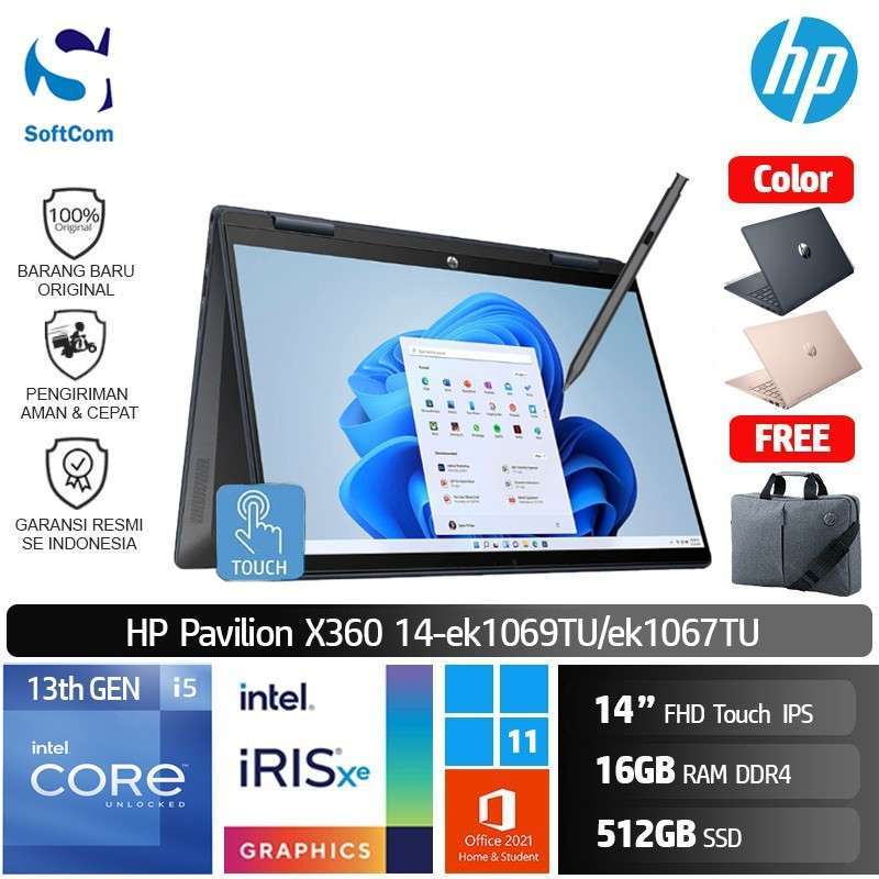 Promo Hp Pavilion X360 14 Ek1067tu Ek1069tu Laptop 2 In 1 [core I5-1335u/16gb/512gb Ssd/14 Fhd ...