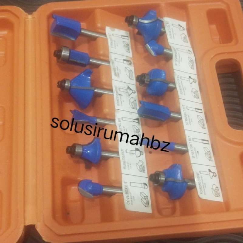 Jual MATA PROFIL SET 12PCS TRIMMER ROUTER BITS SET 1/4 KAYU 12 PCS ...