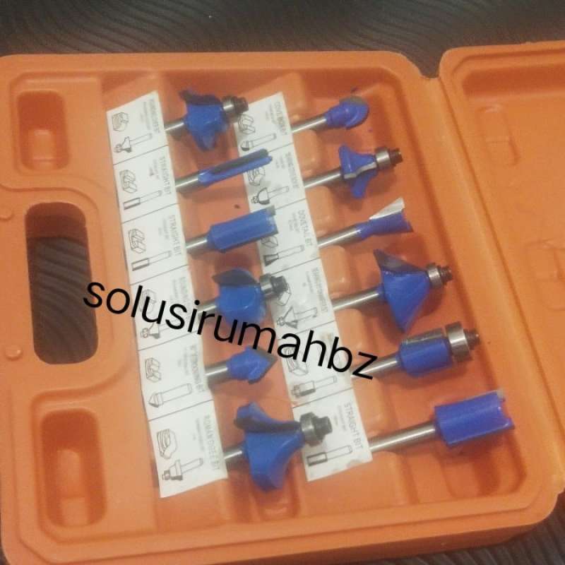 Jual MATA PROFIL SET 12PCS TRIMMER ROUTER BITS SET 1/4 KAYU 12 PCS ...