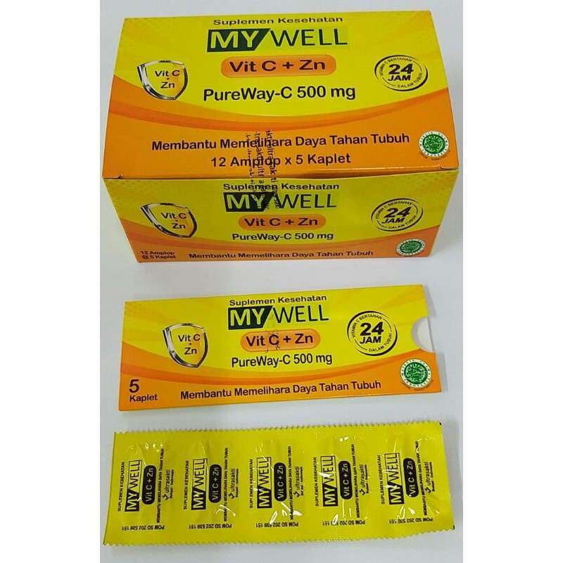 Promo My well vit c+Zn PureWay+C 500mg 1 STRIP isi 5 kaplet Diskon 47% ...