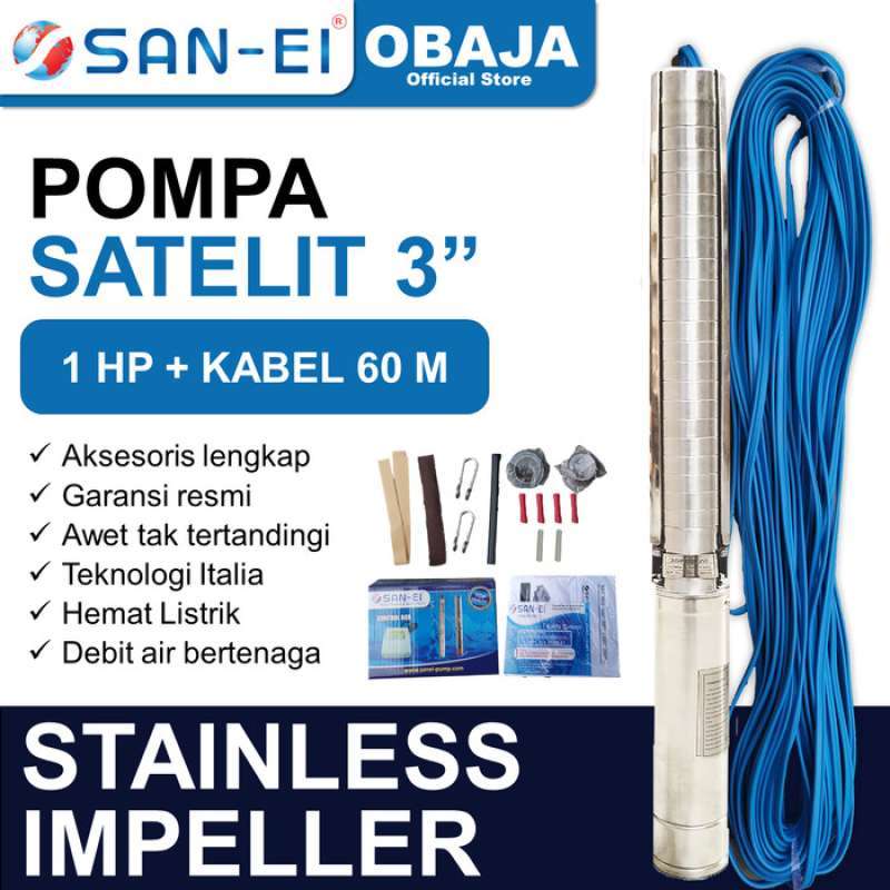 Promo Pompa Satelit Stainless 3 Inch 1 + Kabel 60 M San Ei Submersible Diskon 33% di Seller ...