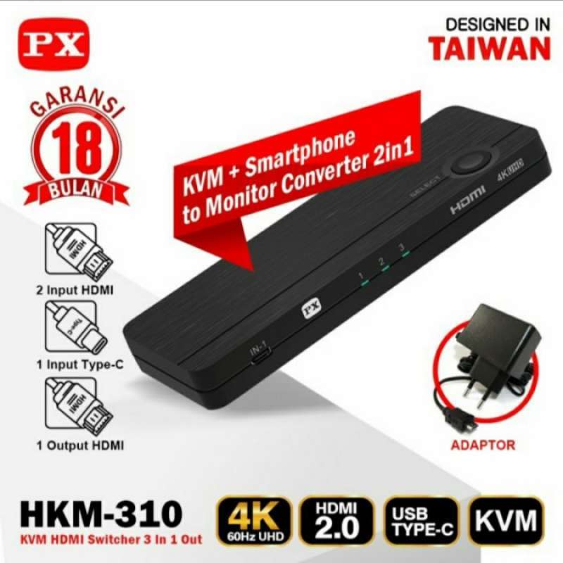 Promo HDMI Switcher KVM Ultra HD Dolby Type C USB HDMI PX HKM-310 KVM Switch Diskon 23% di ...