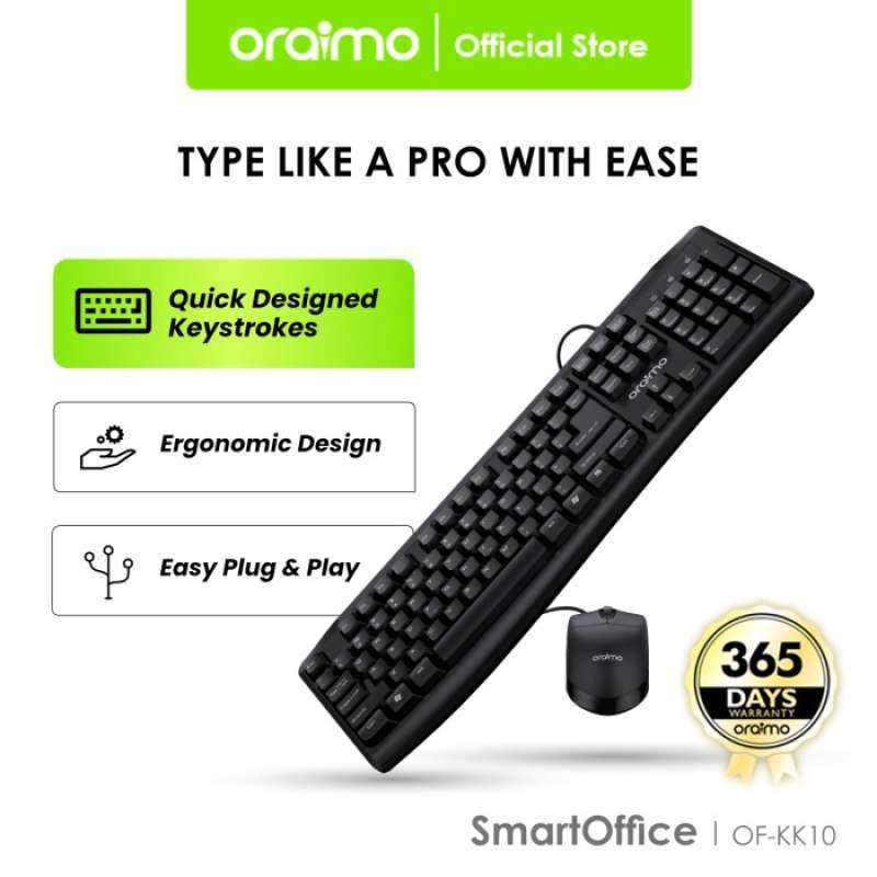 Promo Oraimo Keyboard Mouse Combo Wired Kabel Ergonomic Design Of-Kk10 ...
