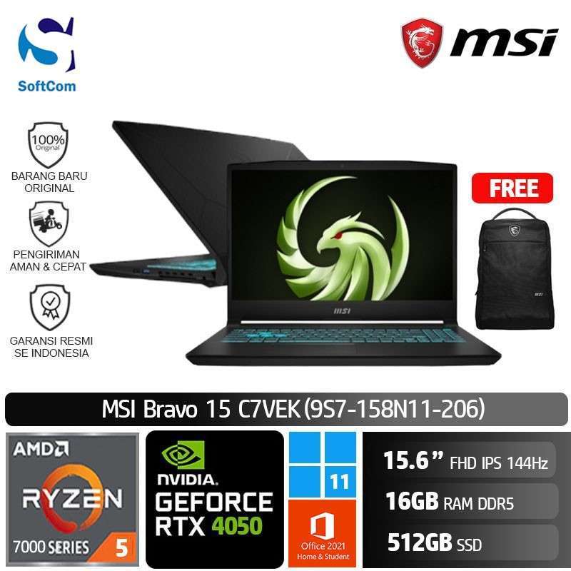 Promo MSI Bravo 15 C7VEK 206 Laptop Gaming [Ryzen 5-7535HS/16GB/512GB ...