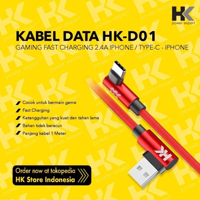 Promo KABEL DATA HK-D01 GAMING FAST CHARGING 2.4A MICRO / IPHONE / TYPE ...
