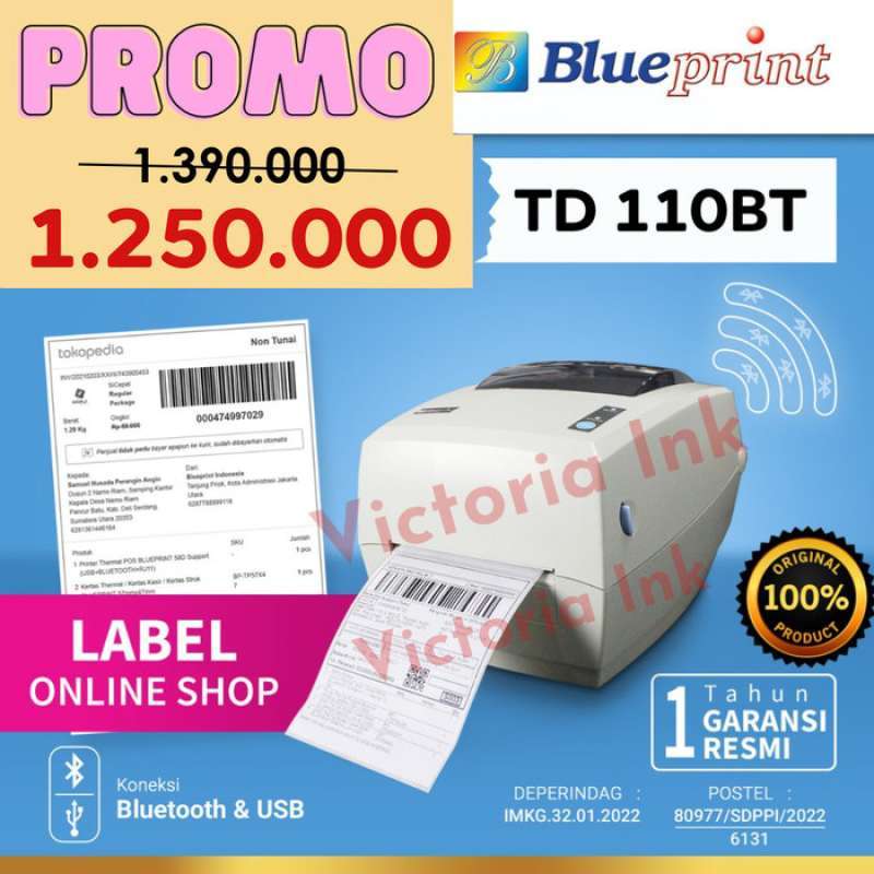 Promo Printer Stiker Label Blueprint TD110 TD110BT TD 110 TD 110BT Bluetooth Diskon 23% di ...