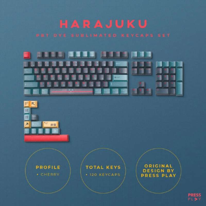 Jual Press Play Harajuku Pbt Dye Sub Keycap Set Japanese Root Keyboard ...
