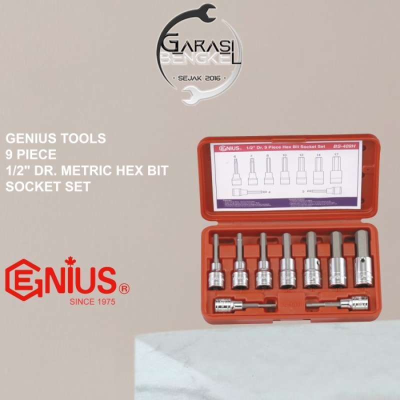 Promo Genius Tools 9 Pcs 1/2 Dr. Metric Hex Bit Socket Set - BS-409T ...